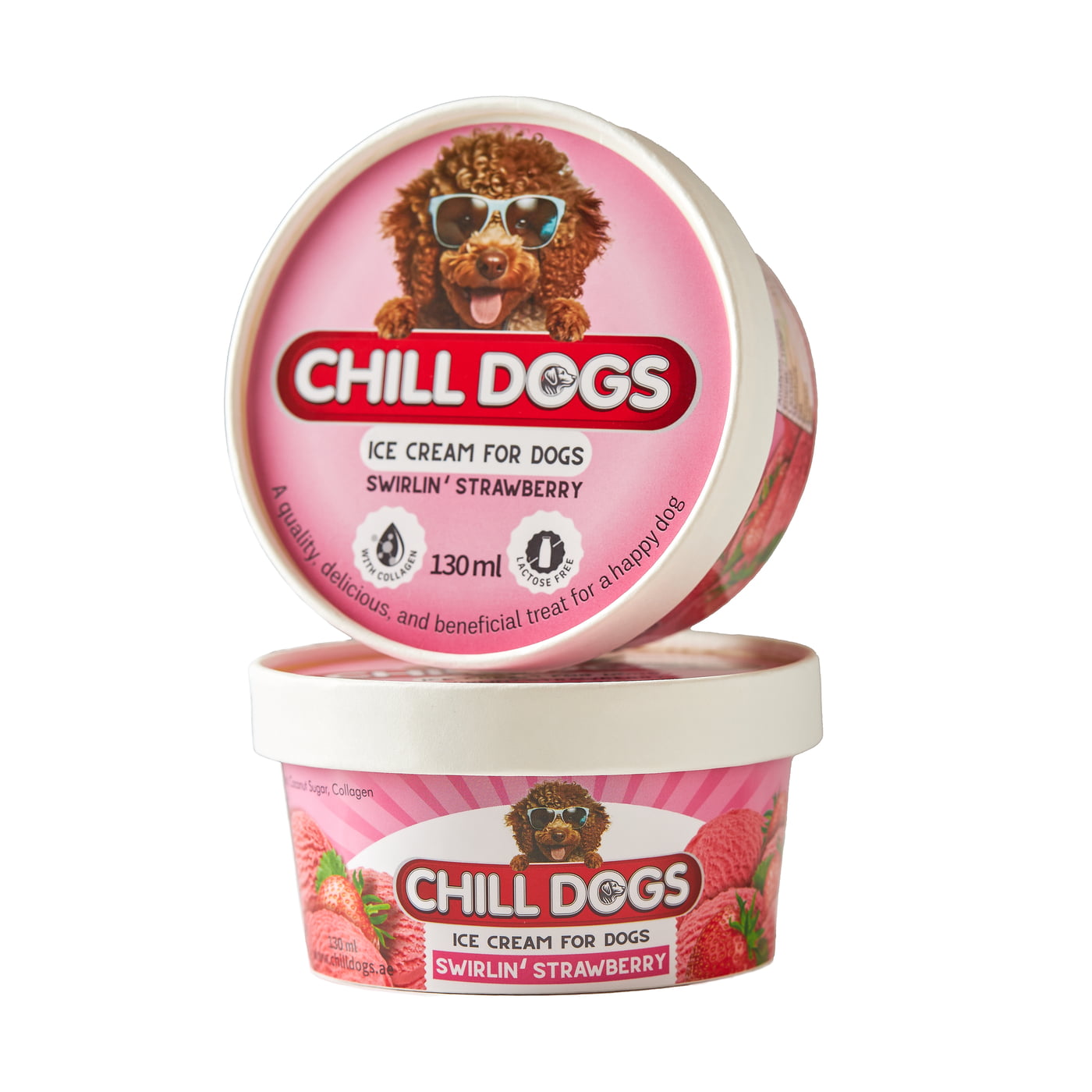 Chill Dogs Ice Cream Swirlin' Strawberry 130ml X 4 Cups